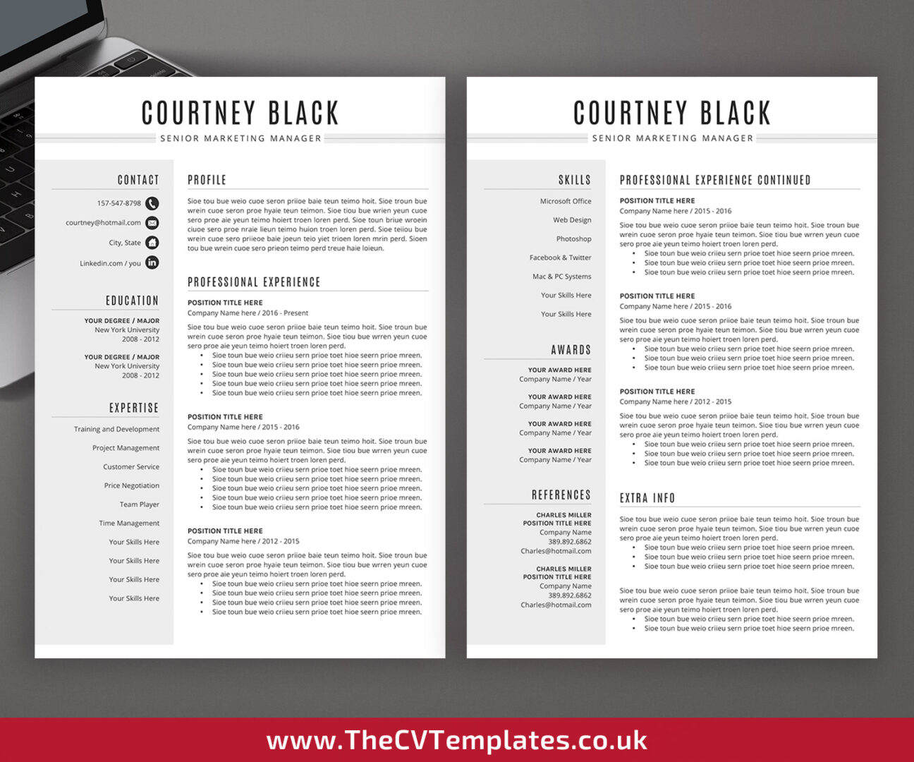 Professional CV Bundle for MS Word, Cover Letter, References ...