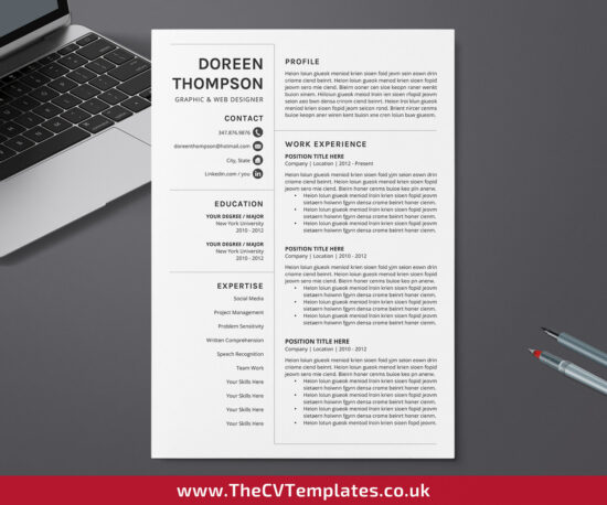 Simple CV Template for Microsoft Word, Curriculum Vitae, Clean CV ...