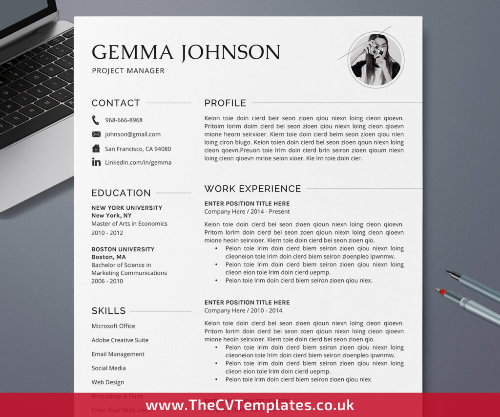 Professional CV Template with Matching Cover Letter and References ...