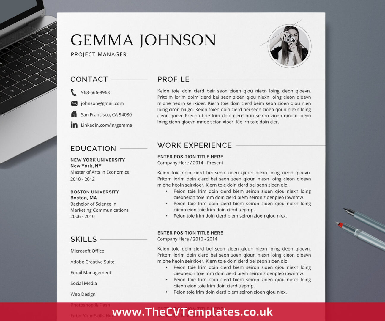 Simple CV Template with Matching Cover Letter and References Template ...