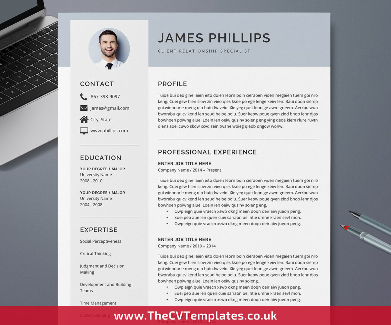 Editable CV Template for MS Word, Professional CV Template Design ...