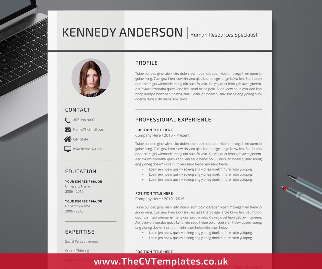 Professional CV Template with Matching Cover Letter and References ...