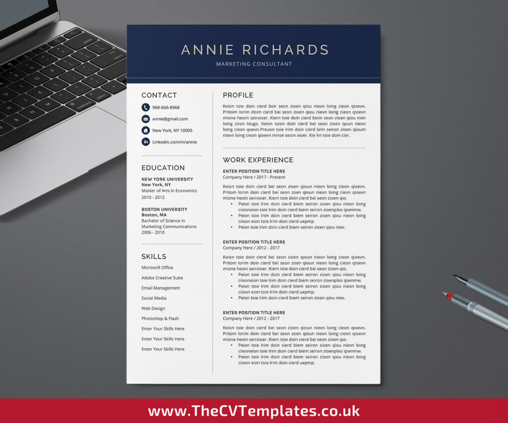 Simple CV Templates for MS Word, Cover Letter and Reference, Clean ...