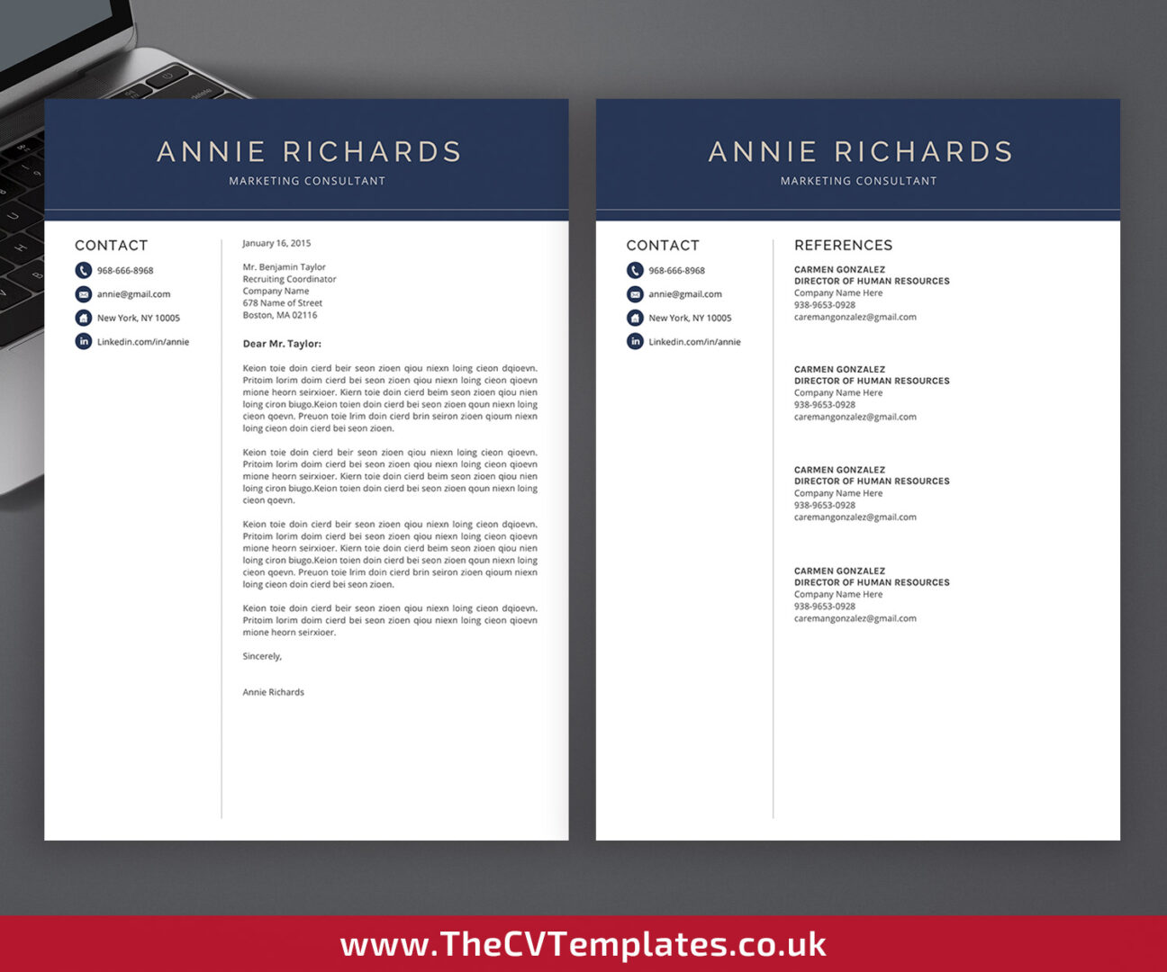 Simple CV Templates for MS Word, Cover Letter and Reference, Clean ...