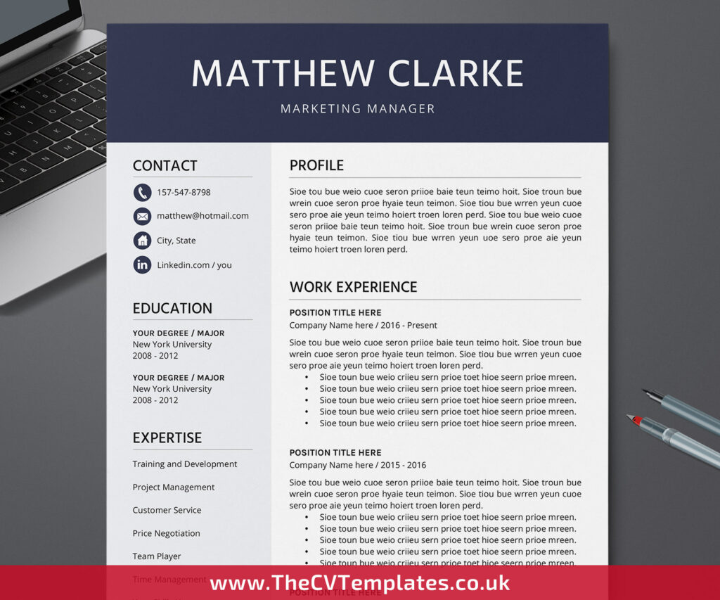 Professional CV Template for Microsoft Word, Modern CV Template, Simple ...