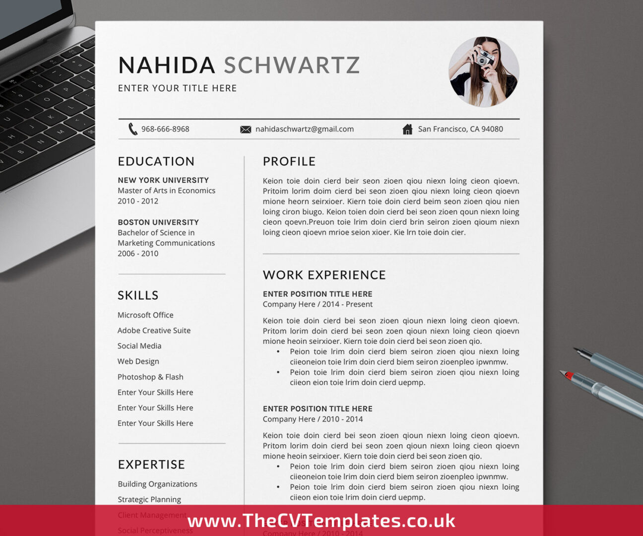 Professional CV Template for Microsoft Word, Modern CV Template, Simple ...