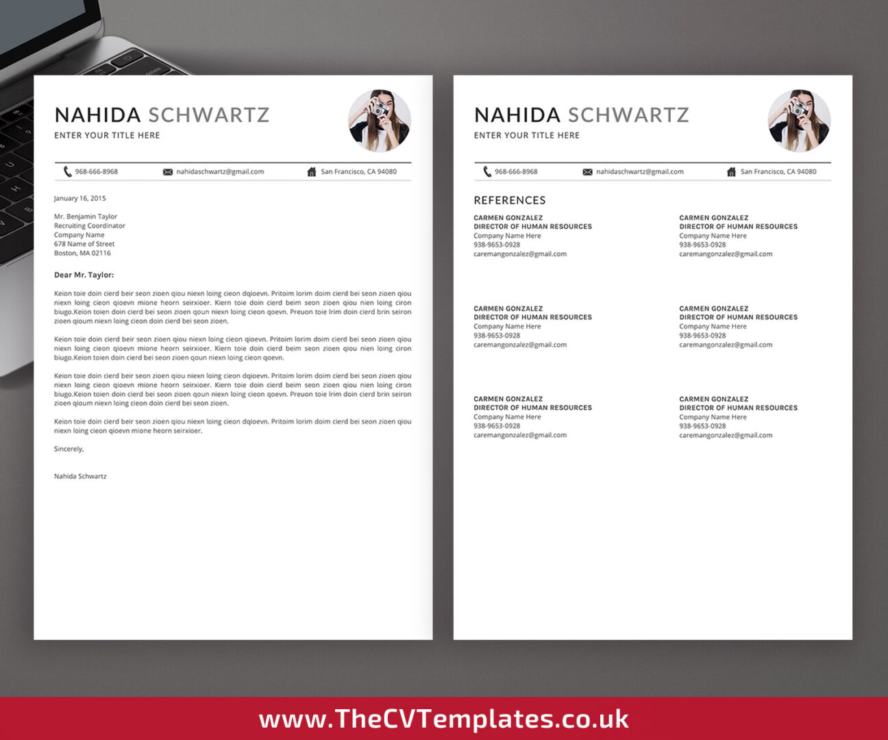 Minimalist CV Template for MS Word, Cover Letter, Curriculum Vitae ...