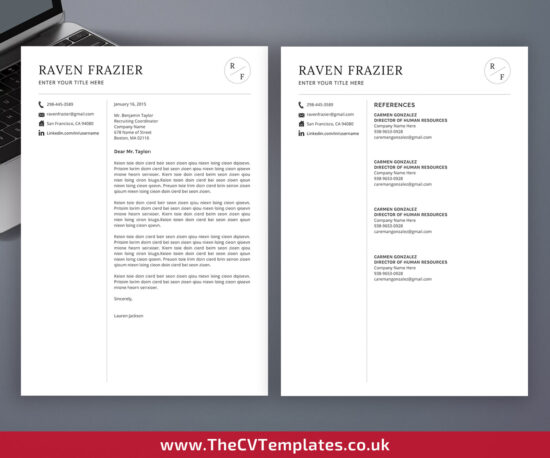 Simple CV Template With Matching Cover Letter and References Template ...