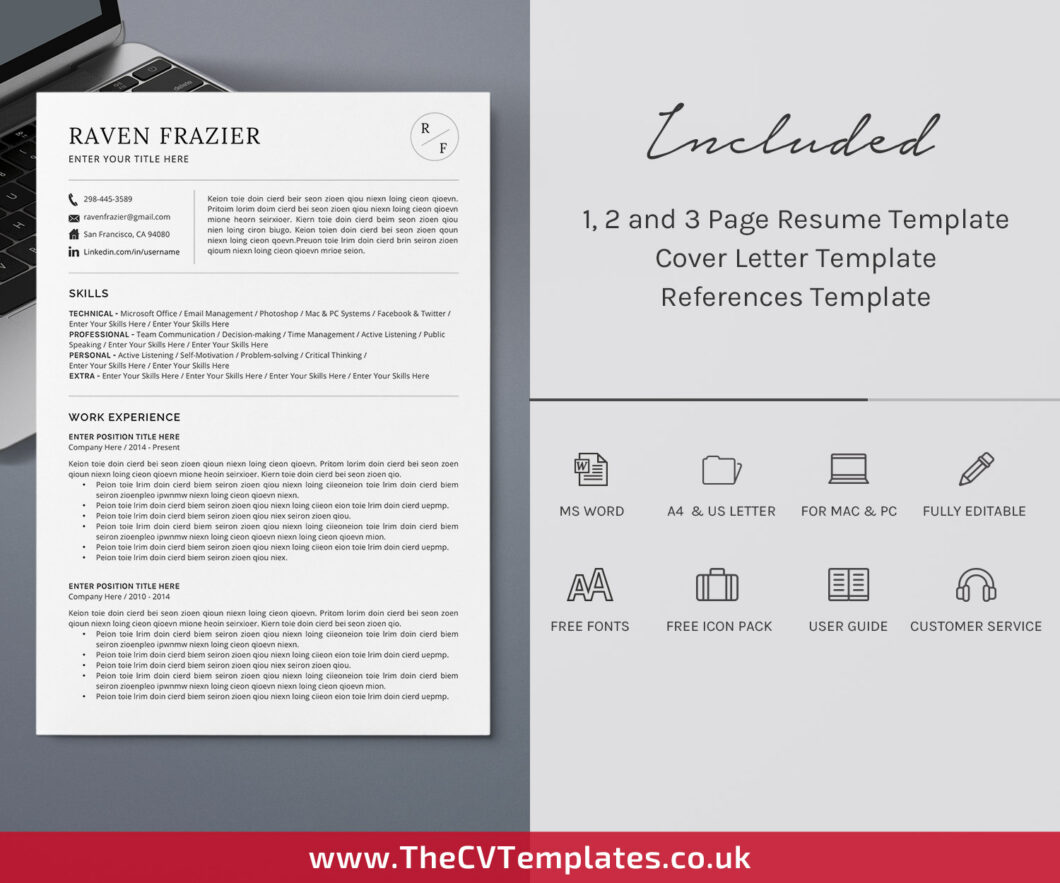 Simple CV Template With Matching Cover Letter and References Template ...