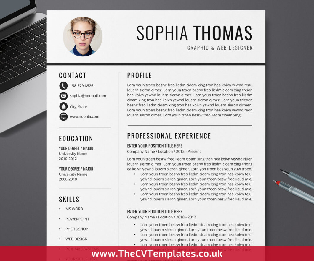 Professional CV Template, Cover Letter, Curriculum Vitae, Microsoft ...