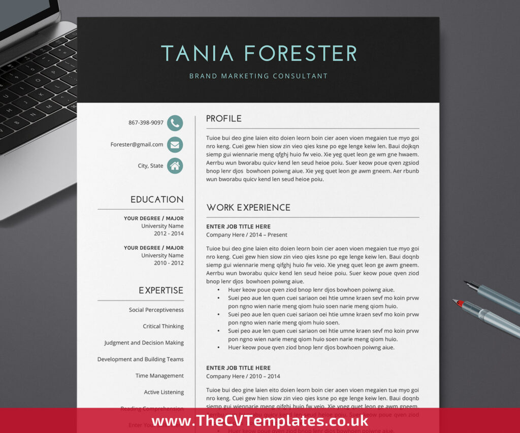 Minimalist CV Template for Word, Professional Resume Template ...