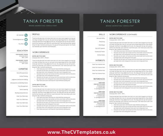 Minimalist CV Template for Word, Professional Resume Template ...