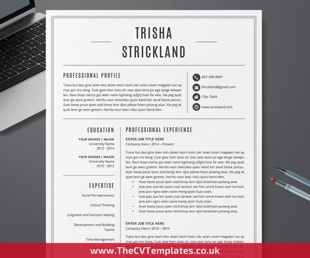 Simple CV Template with Matching Cover Letter and References Template ...