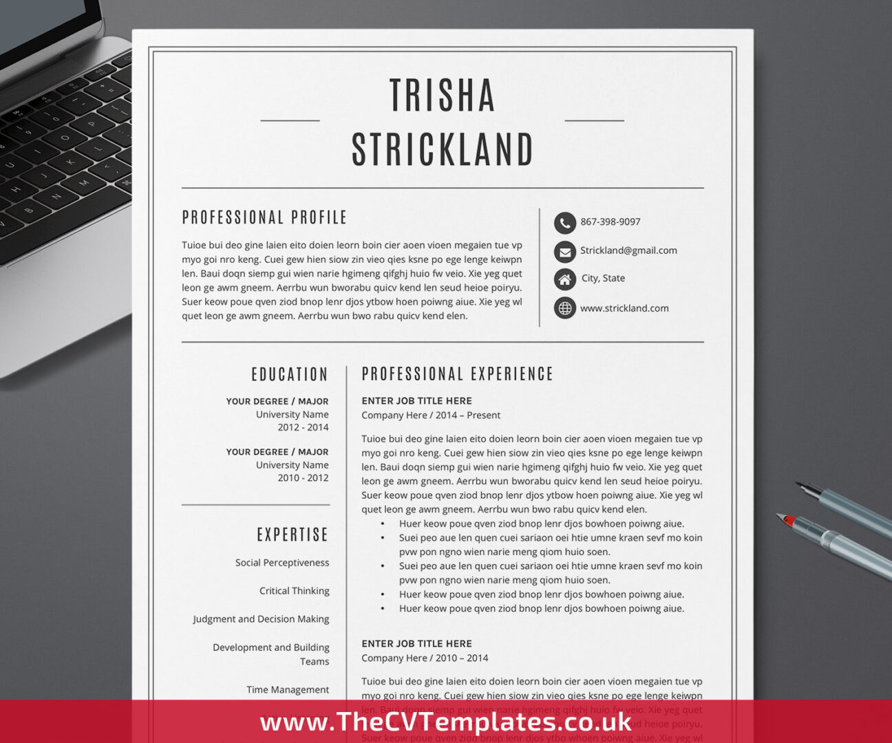 Simple CV Template with Matching Cover Letter and References Template ...