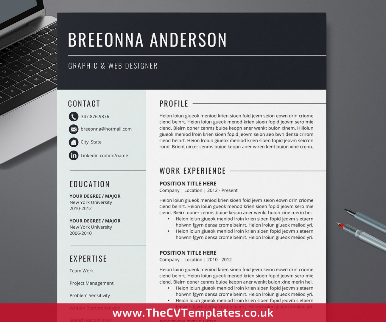 CV Template for MS Word, Professional Resume Template, Modern Resume ...