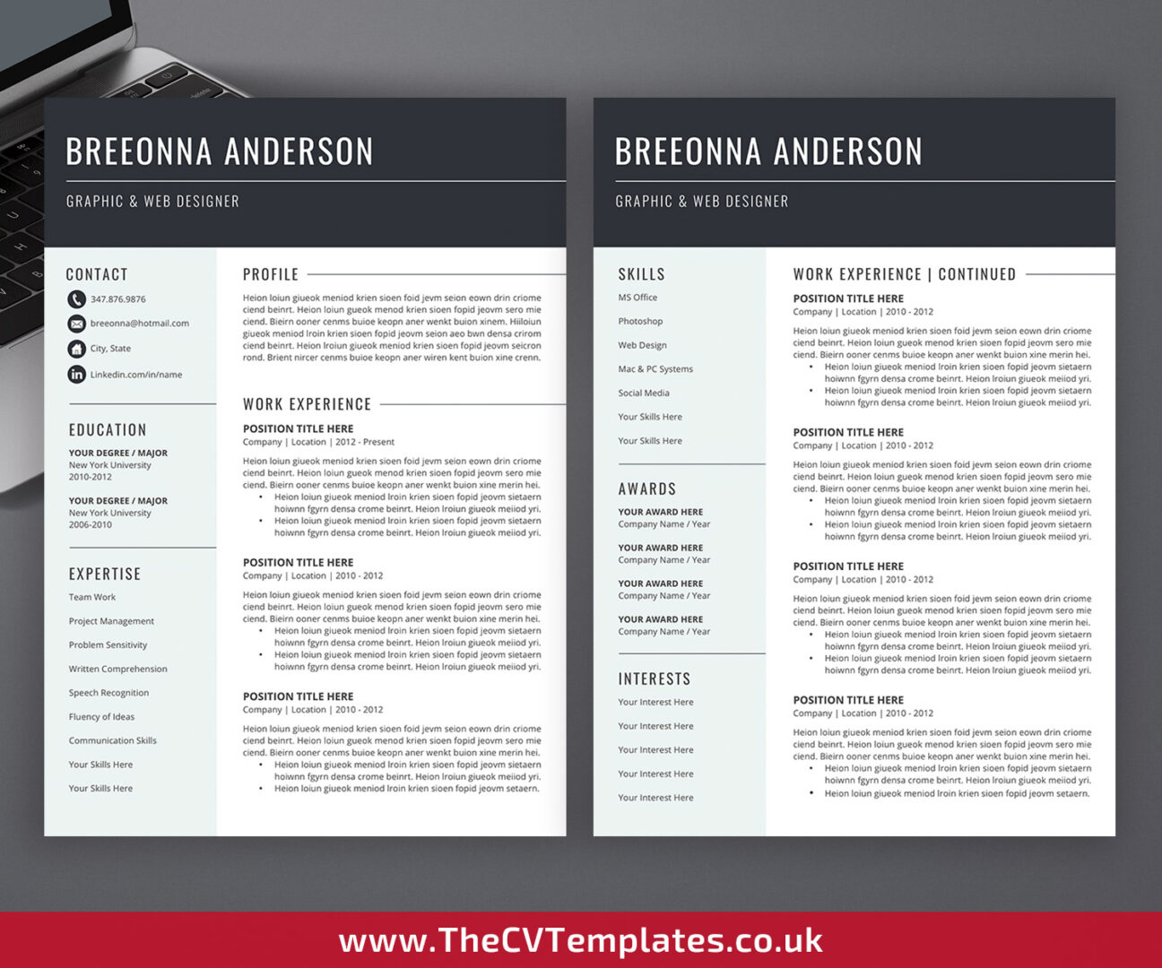 Professional CV Bundle for MS Word, Cover Letter, References ...
