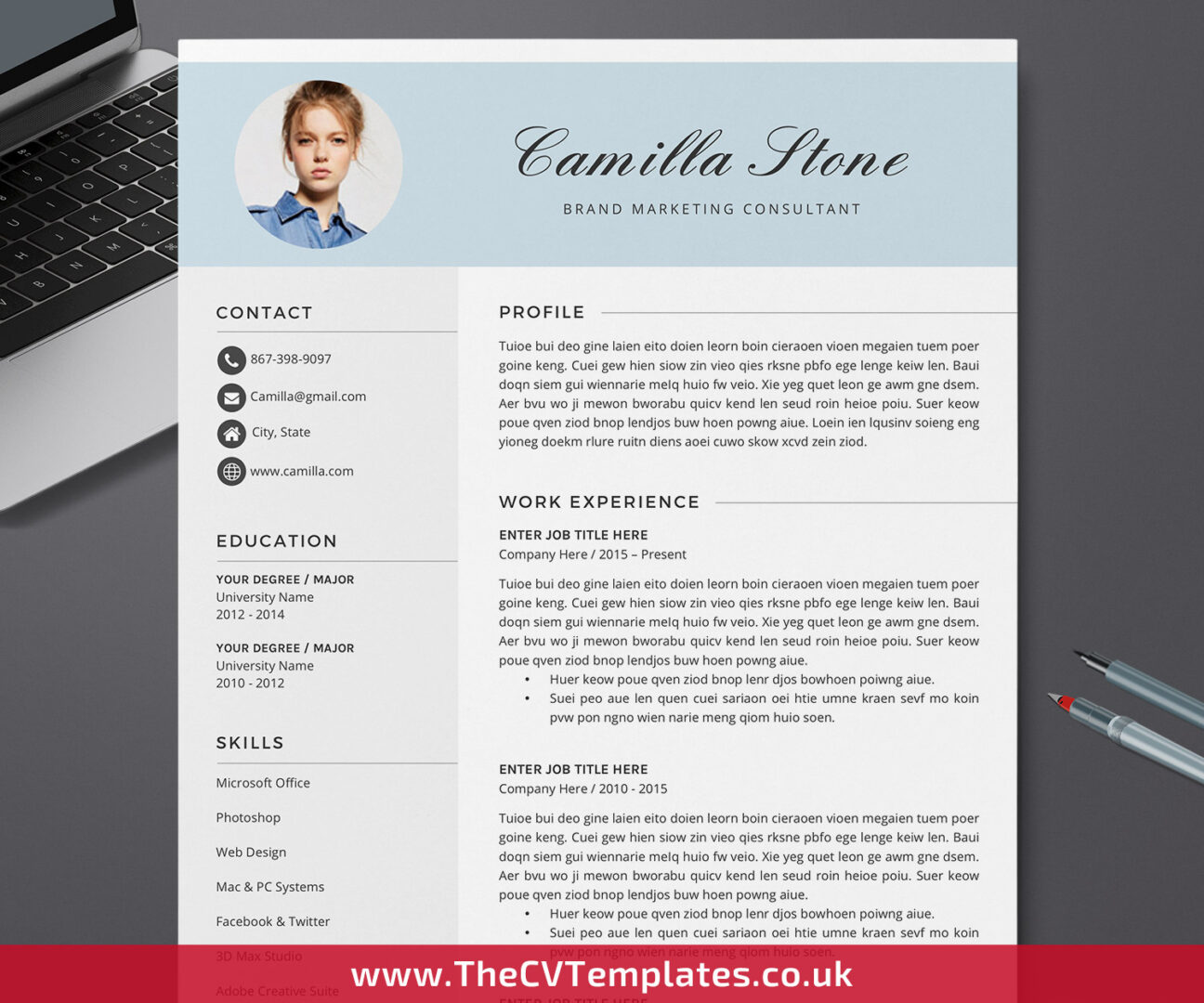 Professional CV Template for Microsoft Word, Modern CV Template, Simple ...