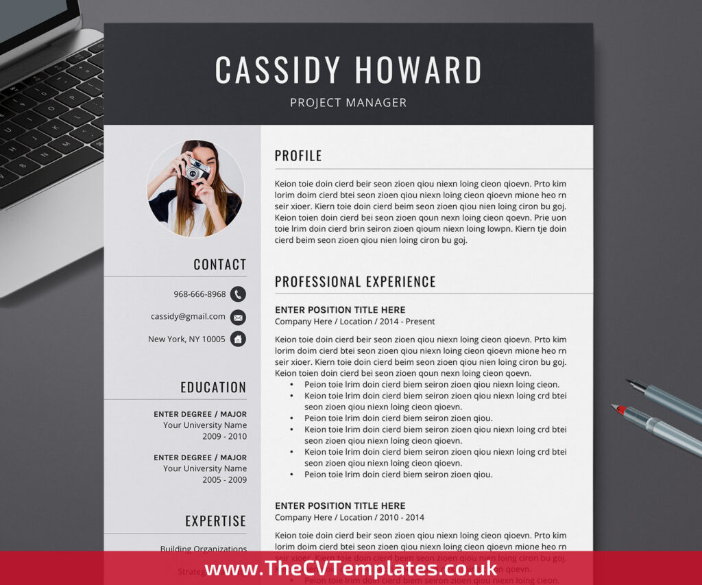 Professional CV Template with Matching Cover Letter and References ...
