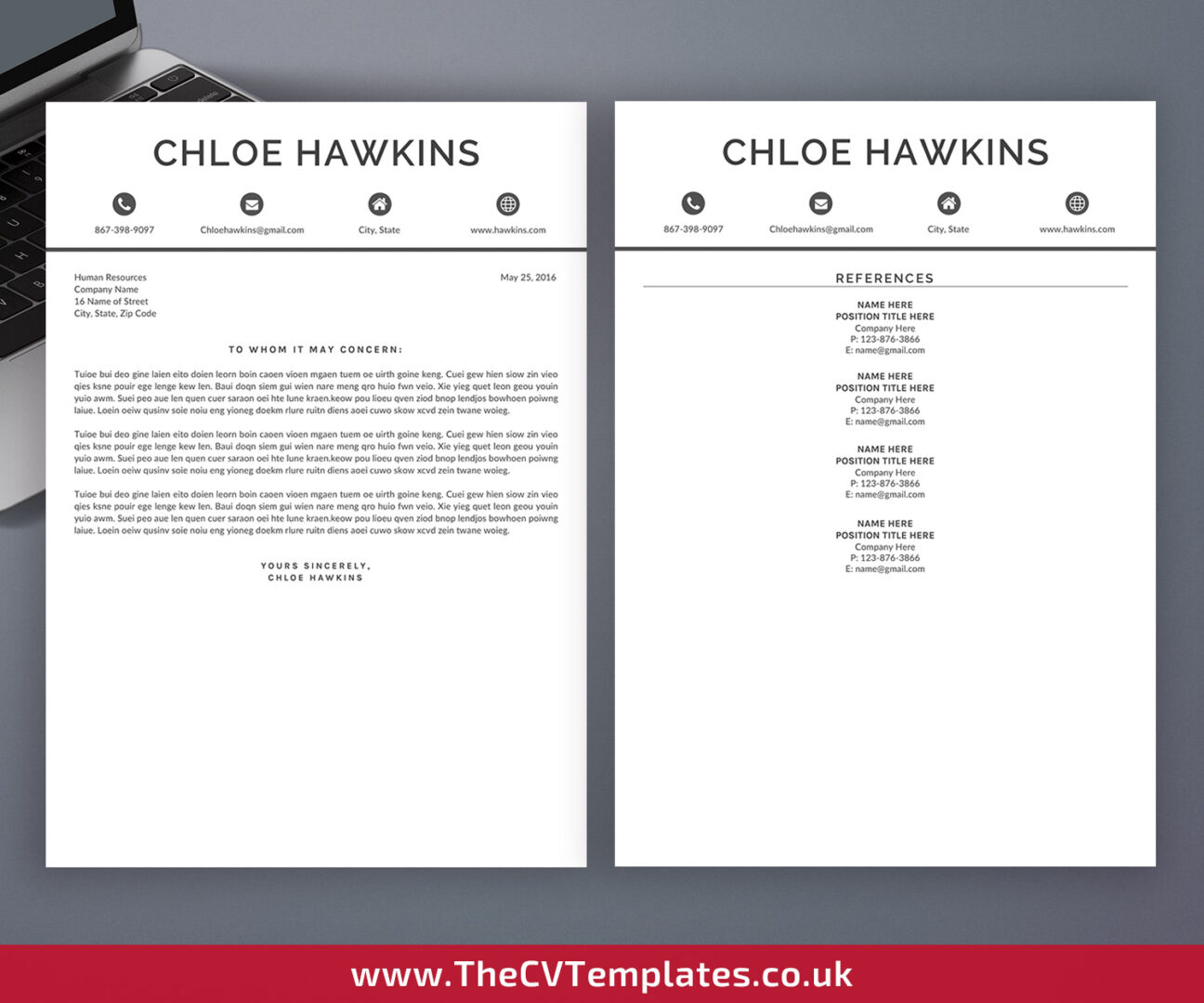 Minimalist CV Template for MS Word, with Cover Letter and References ...