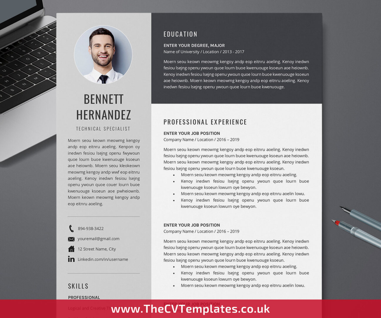 Professional CV Template for Microsoft Word, Modern CV Template, Simple ...