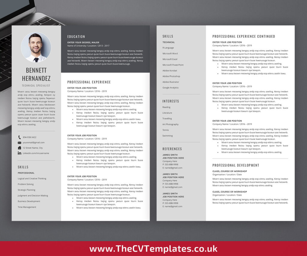 Professional CV Template for Microsoft Word, Modern CV Template, Simple ...