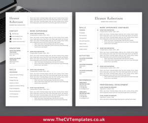 Simple CV Template with Matching Cover Letter and References Template ...