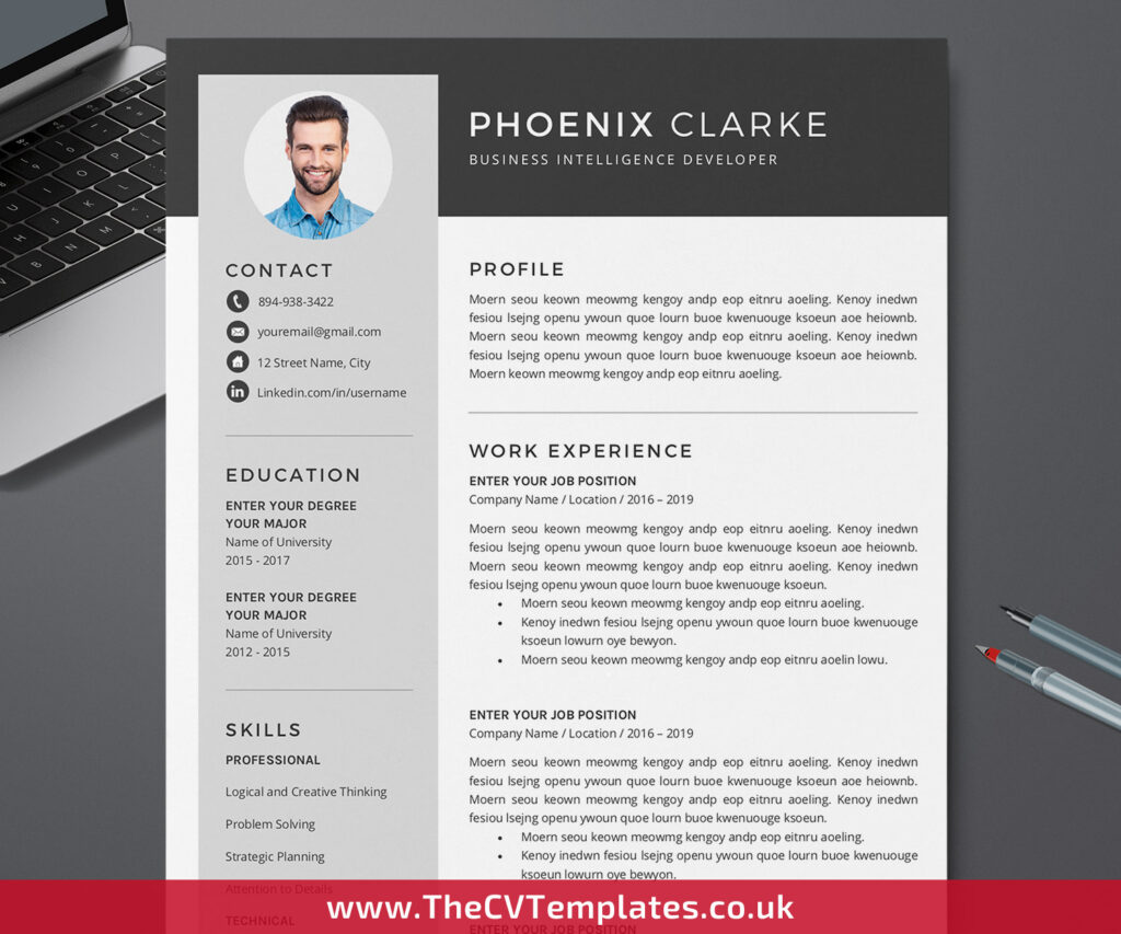 Professional CV Template with Matching Cover Letter and References ...