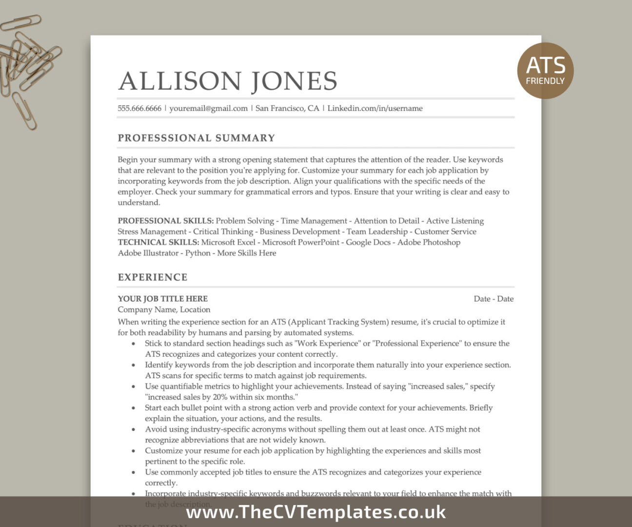 ATS CV Templates – TheCVTemplates.co.uk