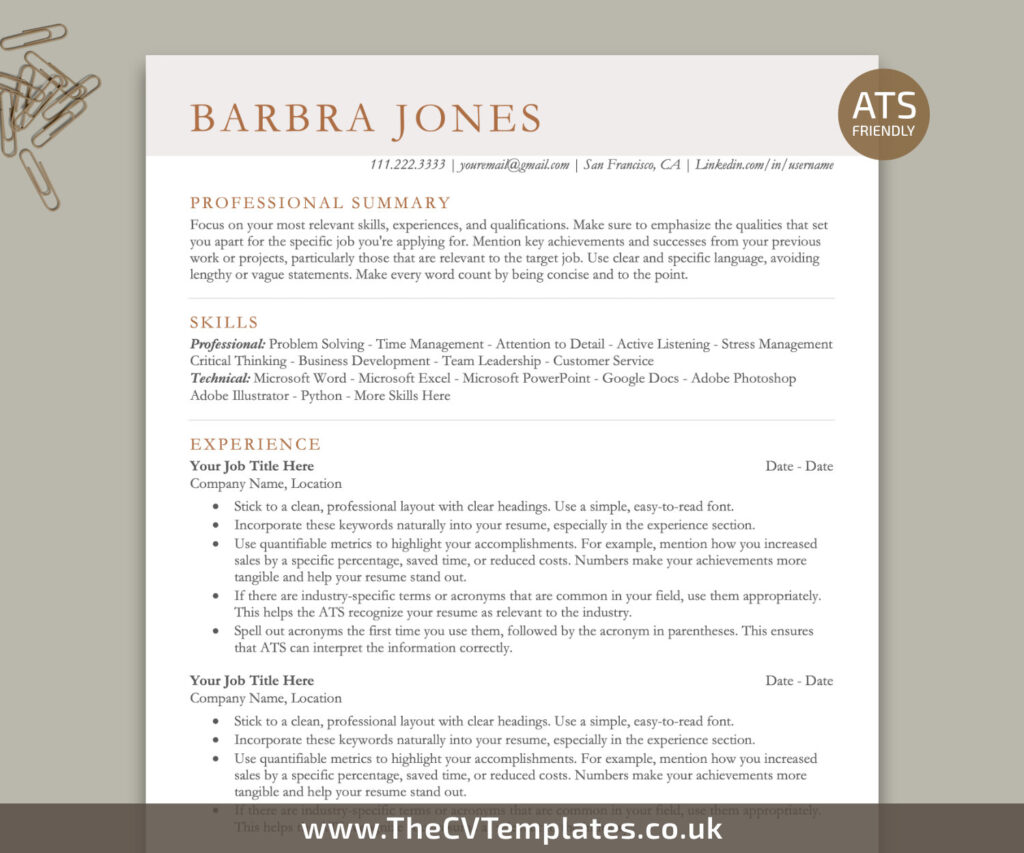 ATS CV Templates – TheCVTemplates.co.uk