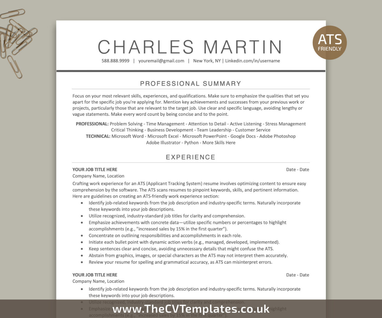 ATS CV Templates – TheCVTemplates.co.uk