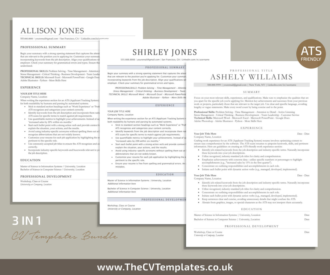 ATS CV Bundle – TheCVTemplates.co.uk