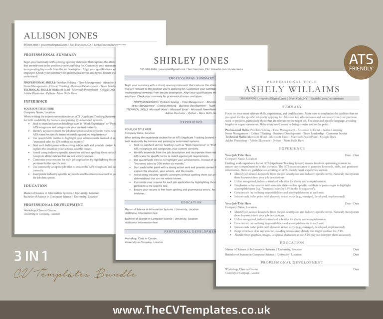 Classic ATS CV Template for MS Word, Clean ATS Resume Template Design ...