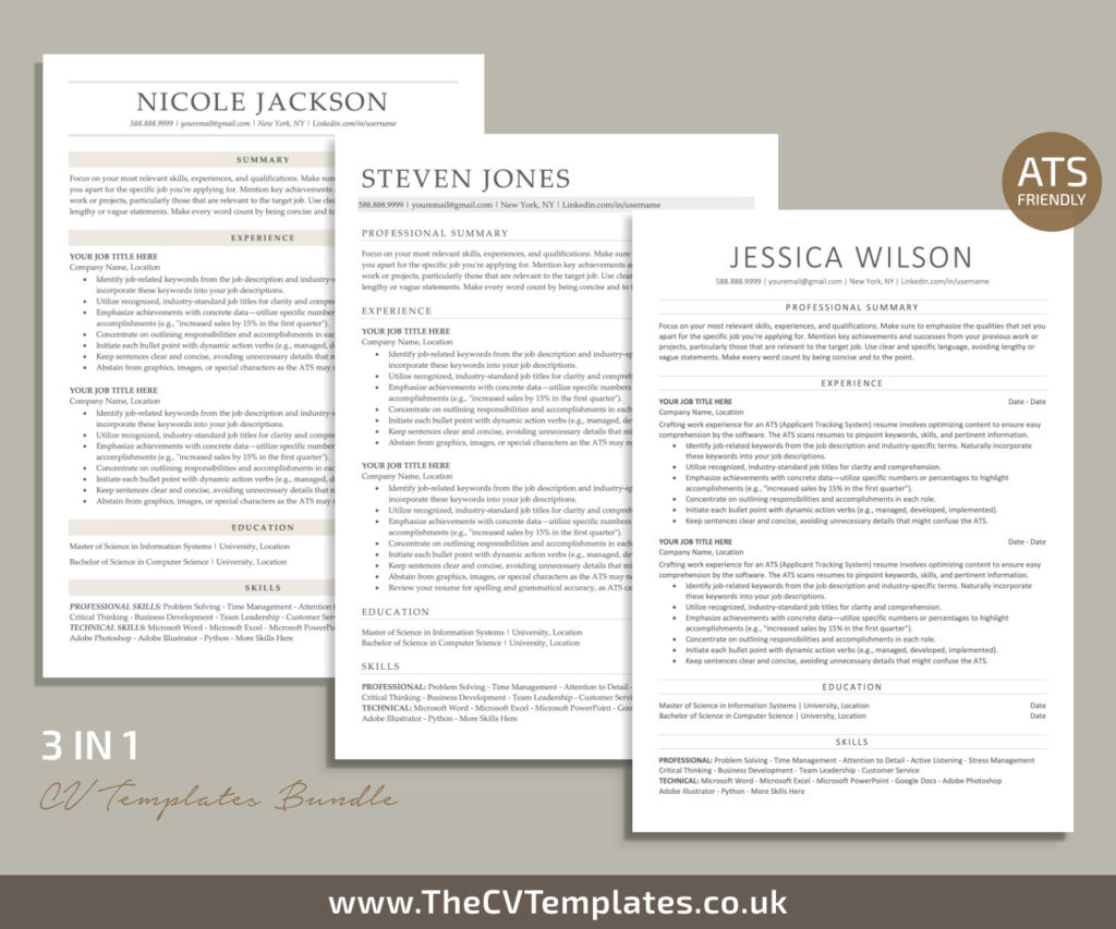 ATS CV Template for MS Word, Clean and Simple ATS Resume Template ...