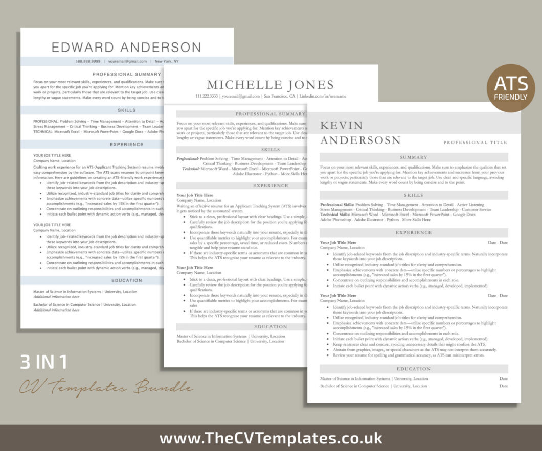 Modern ATS CV Template for MS Word, Clean ATS Resume Template Design ...