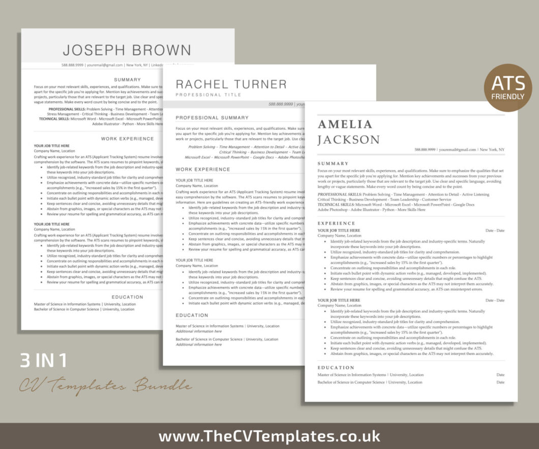 ATS CV Template for MS Word, Professional and Clean ATS Resume Template ...