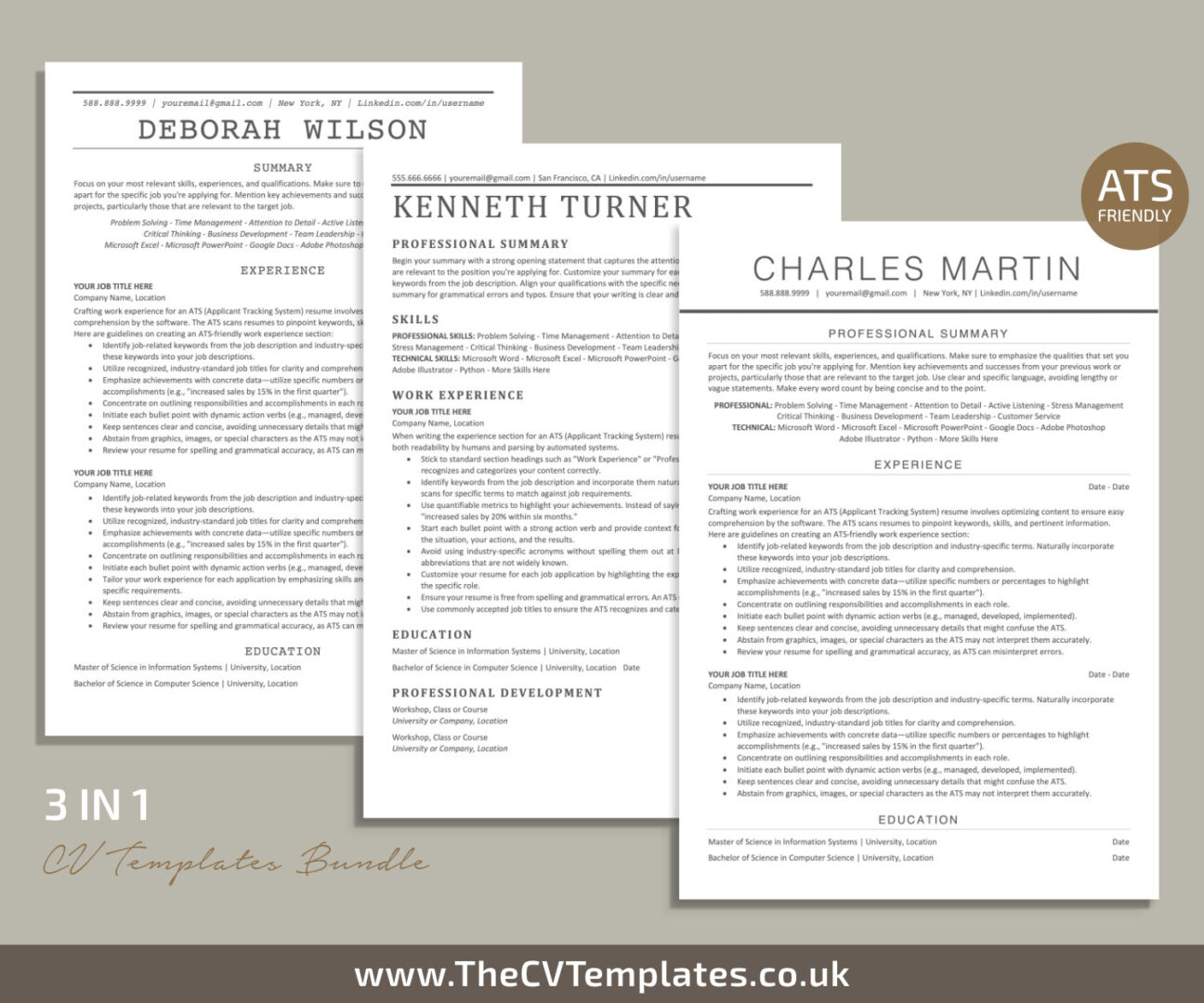 ATS CV Template for MS Word, Classic Professional ATS Resume Template ...