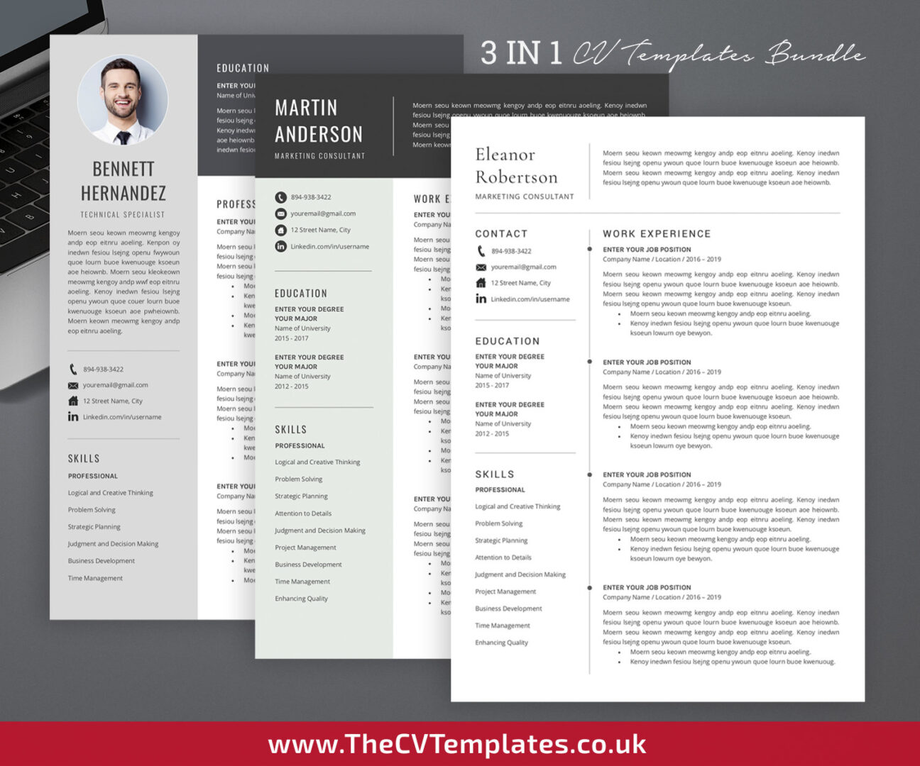 CV Bundle for MS Word, Simple Resume Template for Job, Modern Resume ...