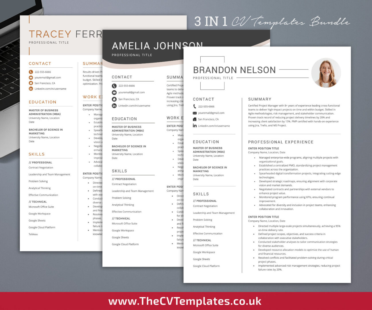 CV Bundle for MS Word, Modern Resume Template, Professional CV Template ...