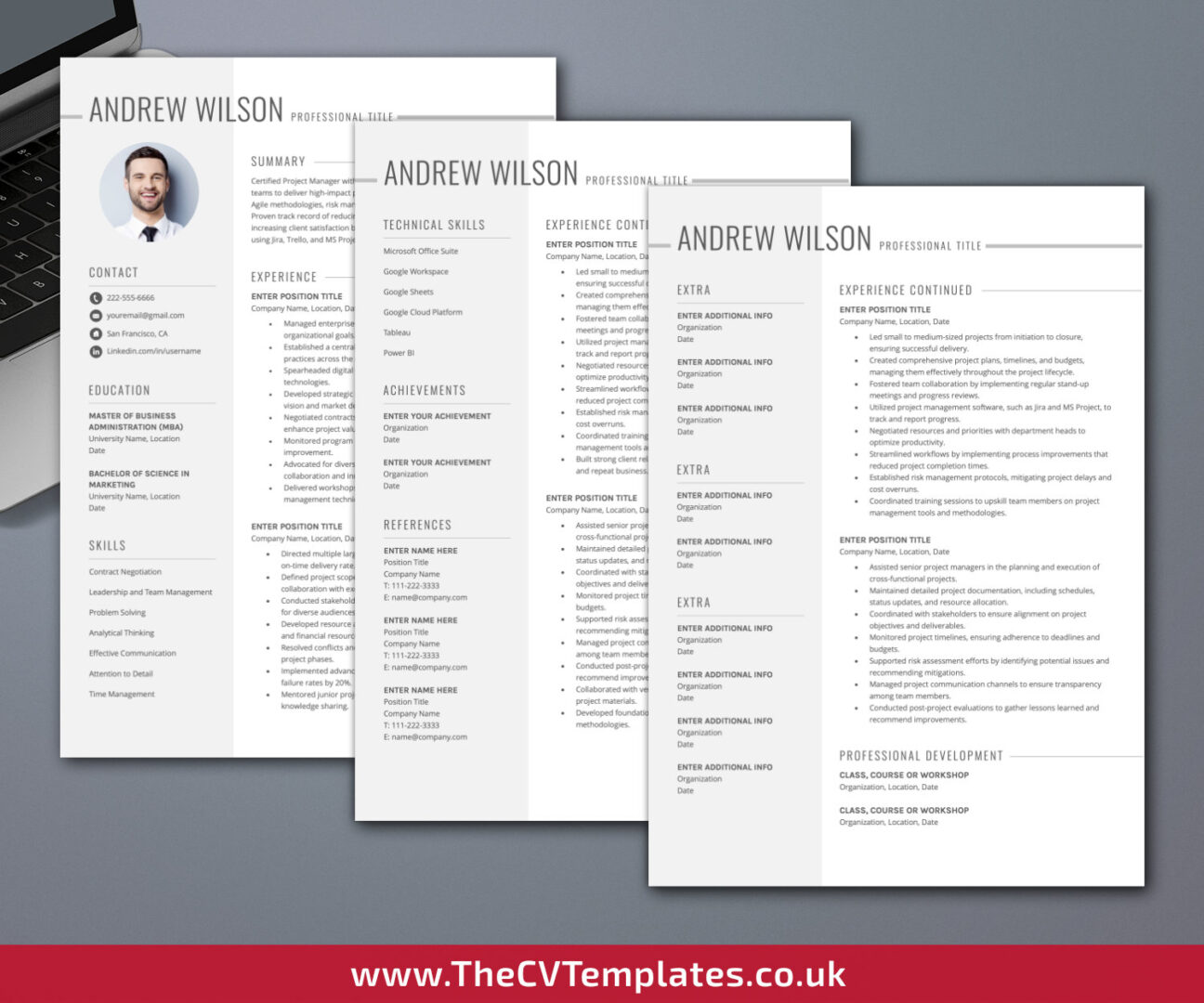 CV Template for MS Word, Clean Editable Resume Template Design, Simple ...