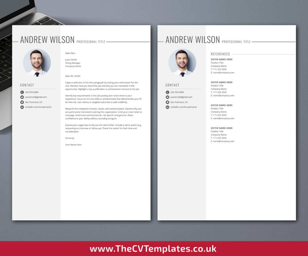 CV Template for MS Word, Clean Editable Resume Template Design, Simple ...