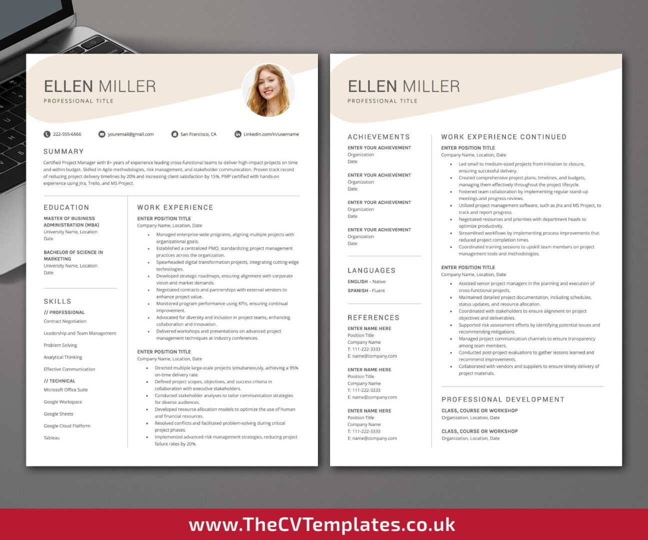 Modern CV Bundle for MS Word, Simple CV Template, Professional Resume ...