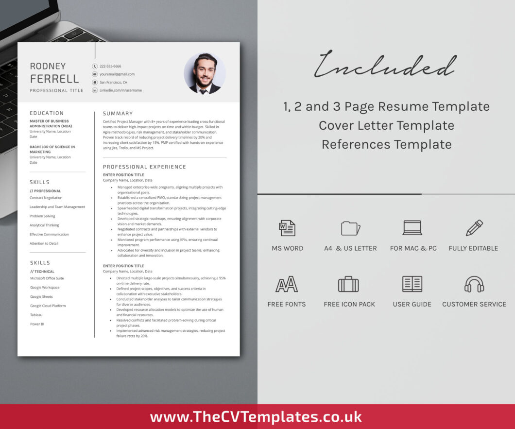 Clean CV Template for MS Word, Simple CV Template, Professional CV ...