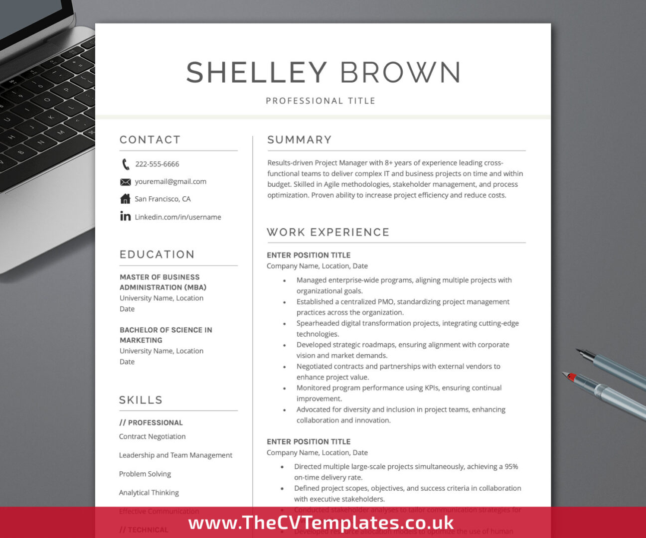 Simple CV Template for MS Word, Professional CV Template, Modern CV ...