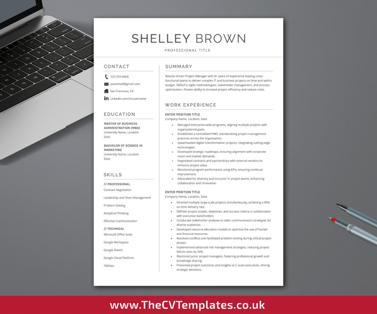 Simple CV Template for MS Word, Professional CV Template, Modern CV ...