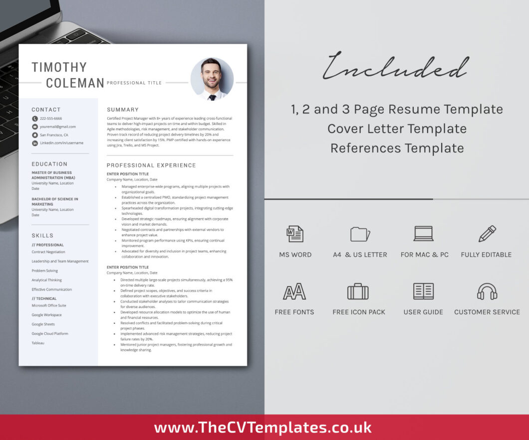 Clean CV Template for MS Word, Professional CV Template, Simple CV ...